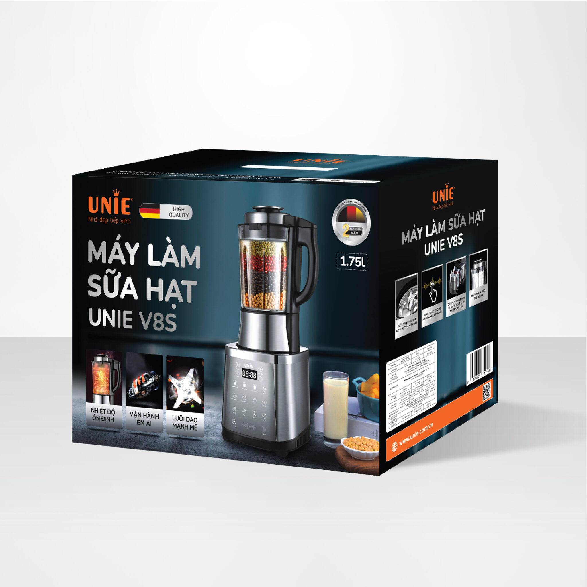 Máy làm sữa hạt Unie V8S - Xay nấu sữa hạt đa năng siêu mịn